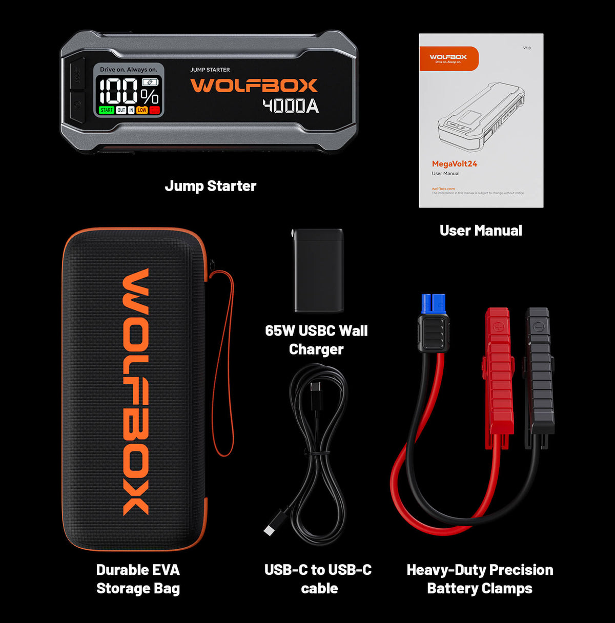 WOLFBOX MegaVolt24 Jump Starter with Lifetime Warranty