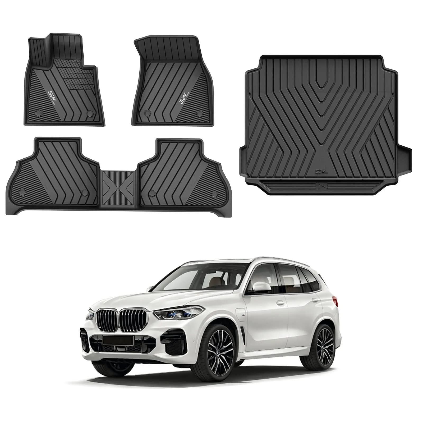 3W BMW X5 2019 2025 Custom Floor Mats Trunk Mat TPE Material All Weather Protection 2019 2025 X5 2019 2025 1st 2nd Row Mats Trunk Mat