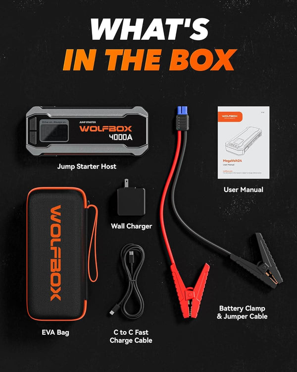 WOLFBOX MegaVolt24 Jump Starter with Lifetime Warranty