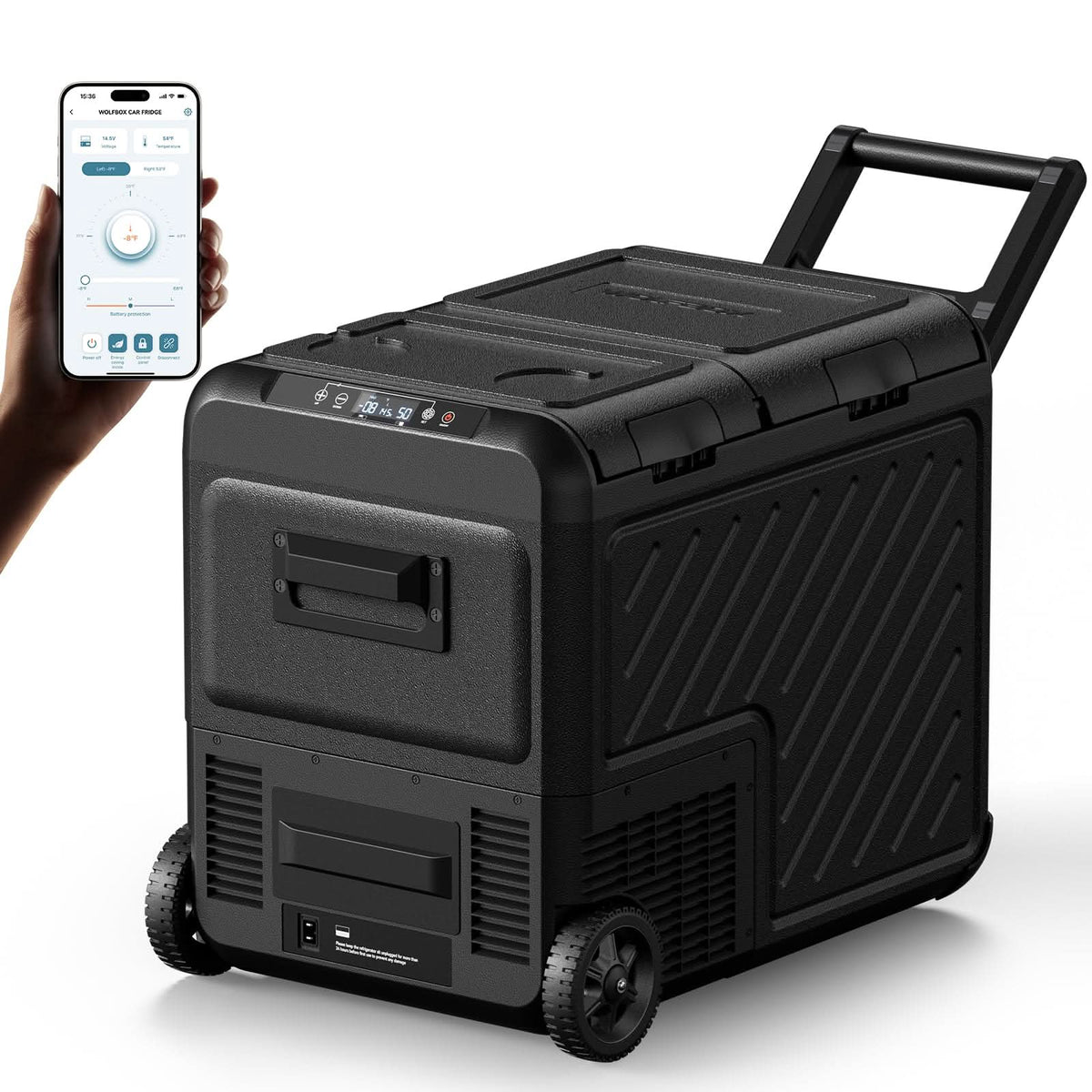 WOLFBOX 2nd Gen Dual Zone Car Fridge with App Control - 39/48/58qt, 12