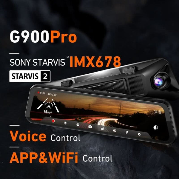 WOLFBOX G900Pro 12MP WiFi Touch Screen Smart Rear View Mirror Dash Cam