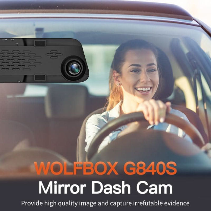 WOLFBOX G840S 12″ 4K Mirror Dash Cam 2160P Full HD Smart Rear View Cam